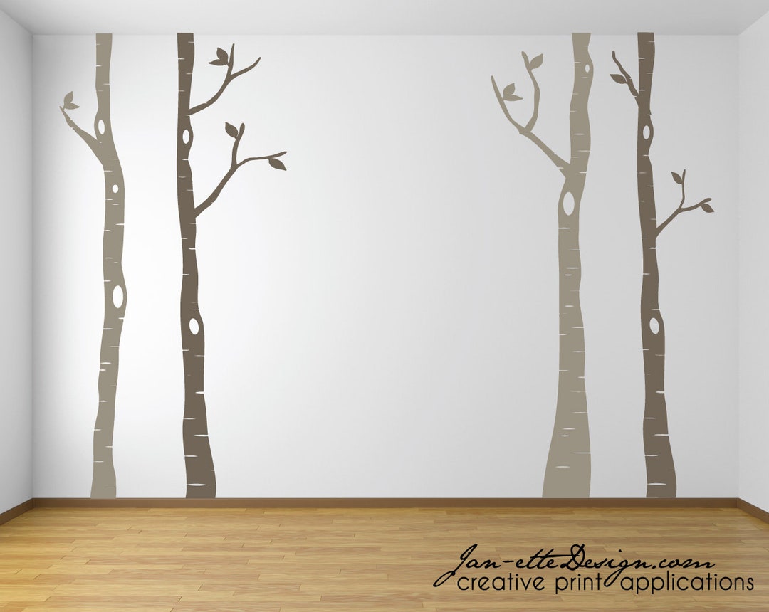 Tree Wall Decals,tall Birch Tree Wall Stickers,woodland Decor,rustic ...