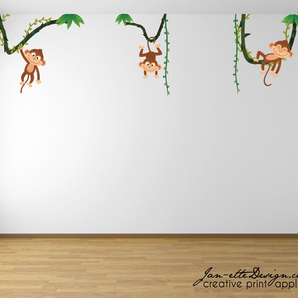 Monkey Wall Decals - Etsy