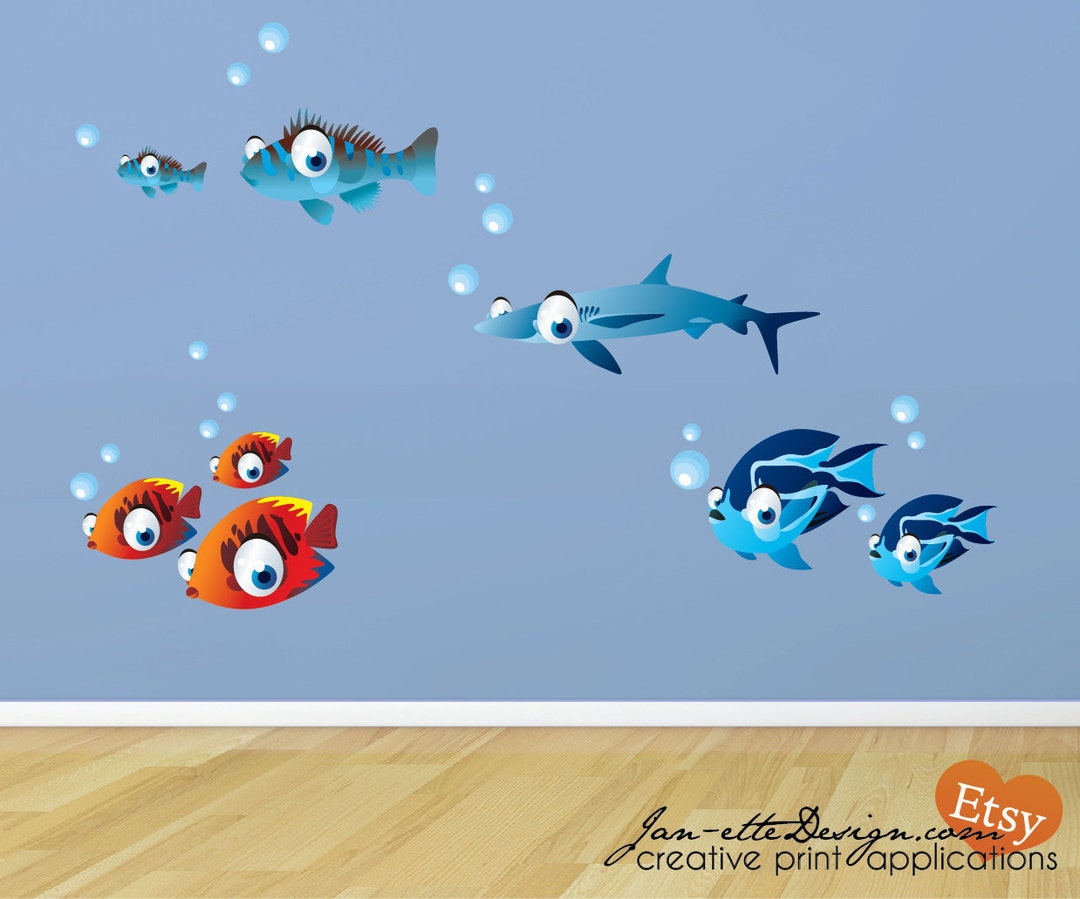 Deep Sea Fish Fabric Wall Decal Set - Etsy