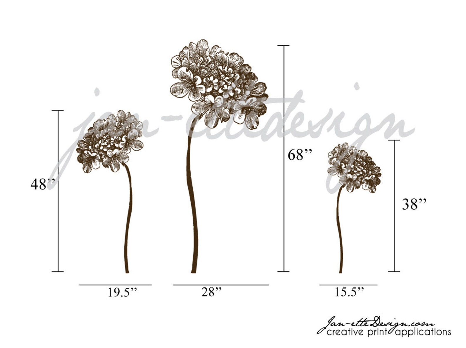 Living Room Wall Decal Flower Wall Art Hydrangea Flower | Etsy