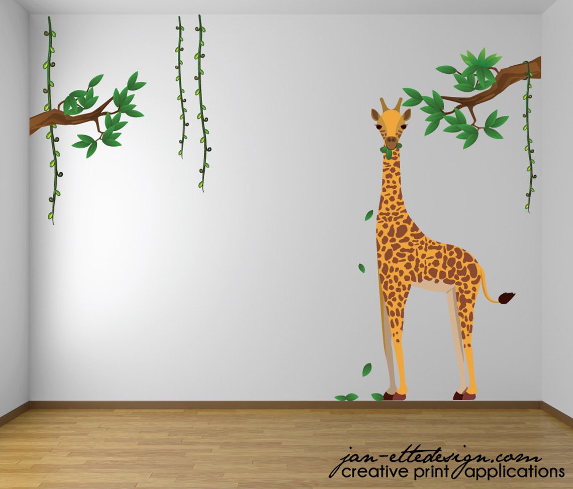 Tall Giraffe Wall Decaljungle Room Nursery Wall - Etsy
