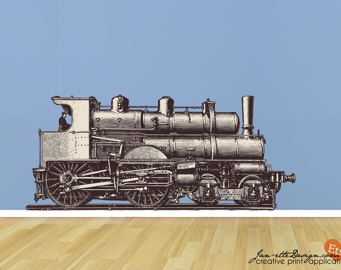 Train Wall Decal, Vintage Train Fabric Wall Decal, Train Art, Train ...