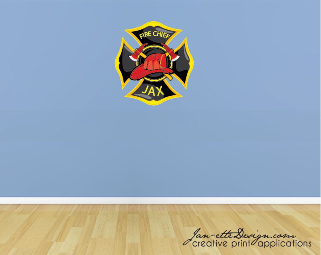 Firefighter Fabric Wall Decal, Fireman Badge Wall Decal,removable and ...