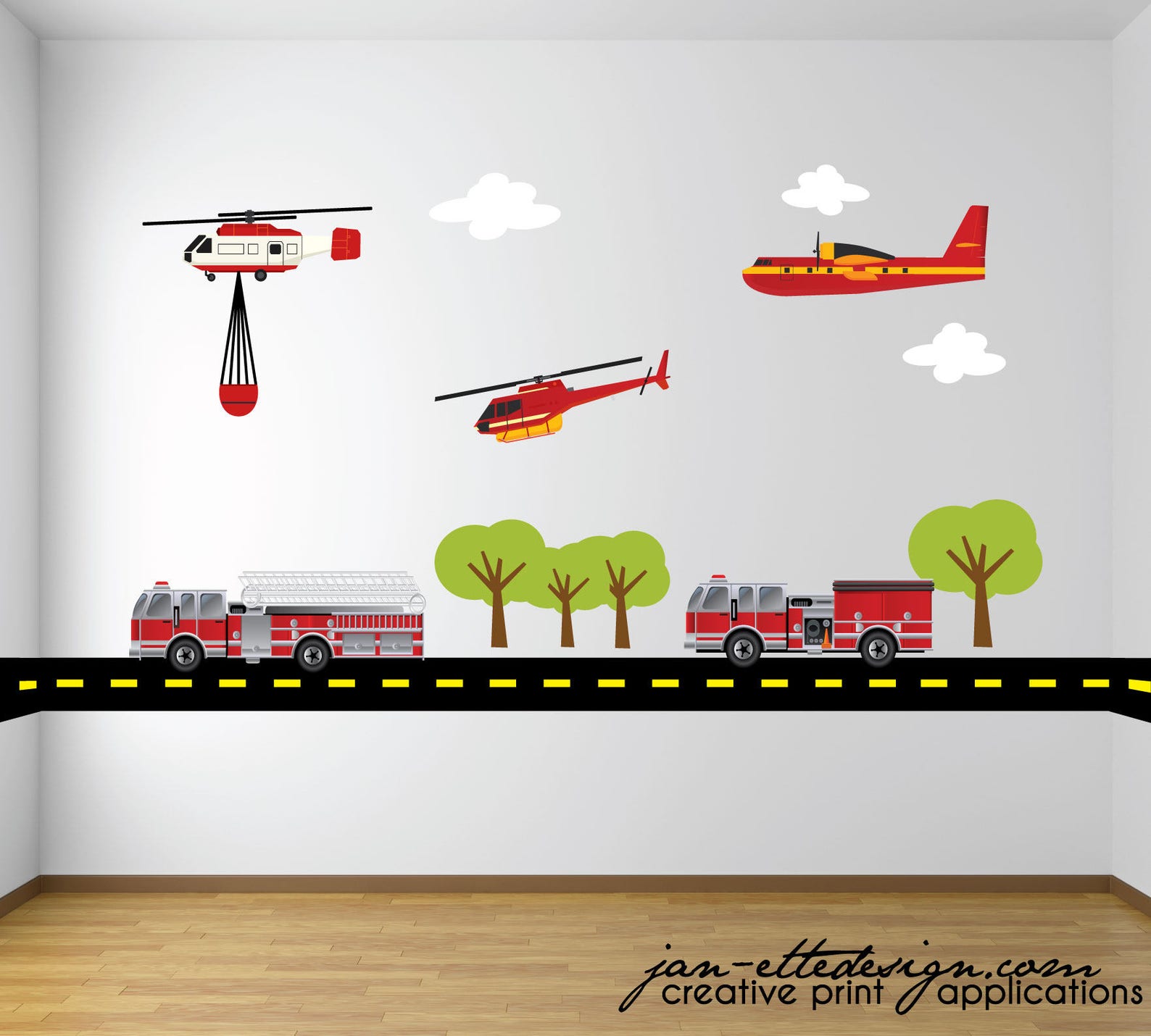 Large Fire and Rescue Wall Decal Setrescue Helicopters Fabric - Etsy