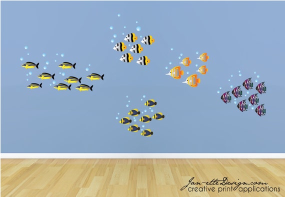 Kids Fish Wall Decals Schools of Fish Removable and Reusable - Etsy