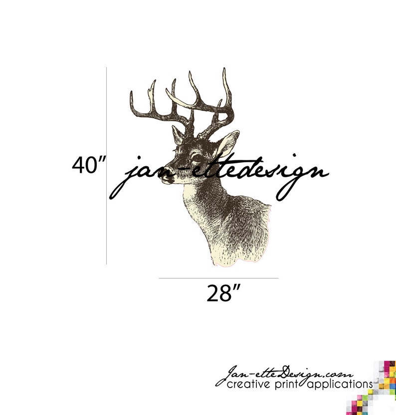 Rustic Deer Head Fabric Wall Decal - Etsy