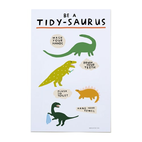 Dinosaur Bathroom Art Print Bathroom Sign Kids Bathroom - Etsy