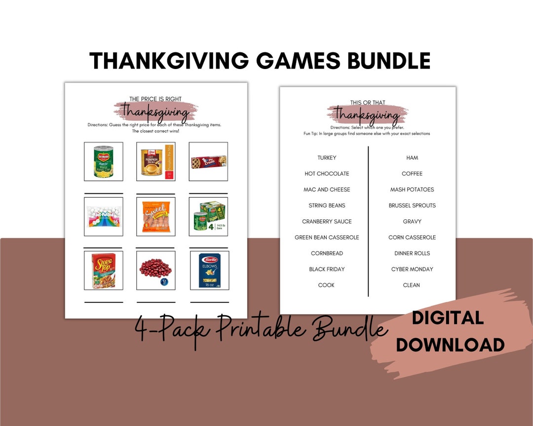 Thanksgiving Game Printable Bundle - Etsy