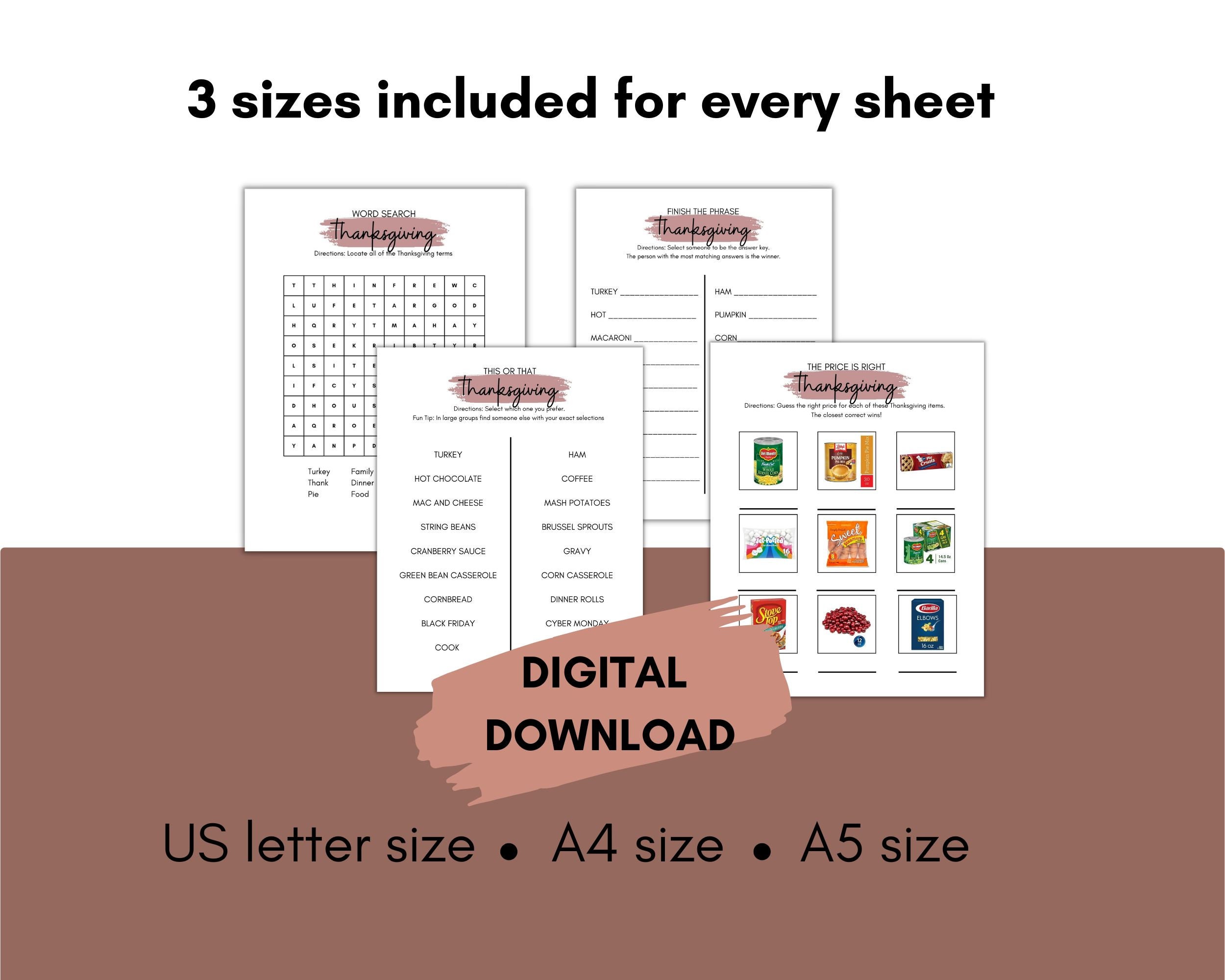 Thanksgiving Game Printable Bundle - Etsy