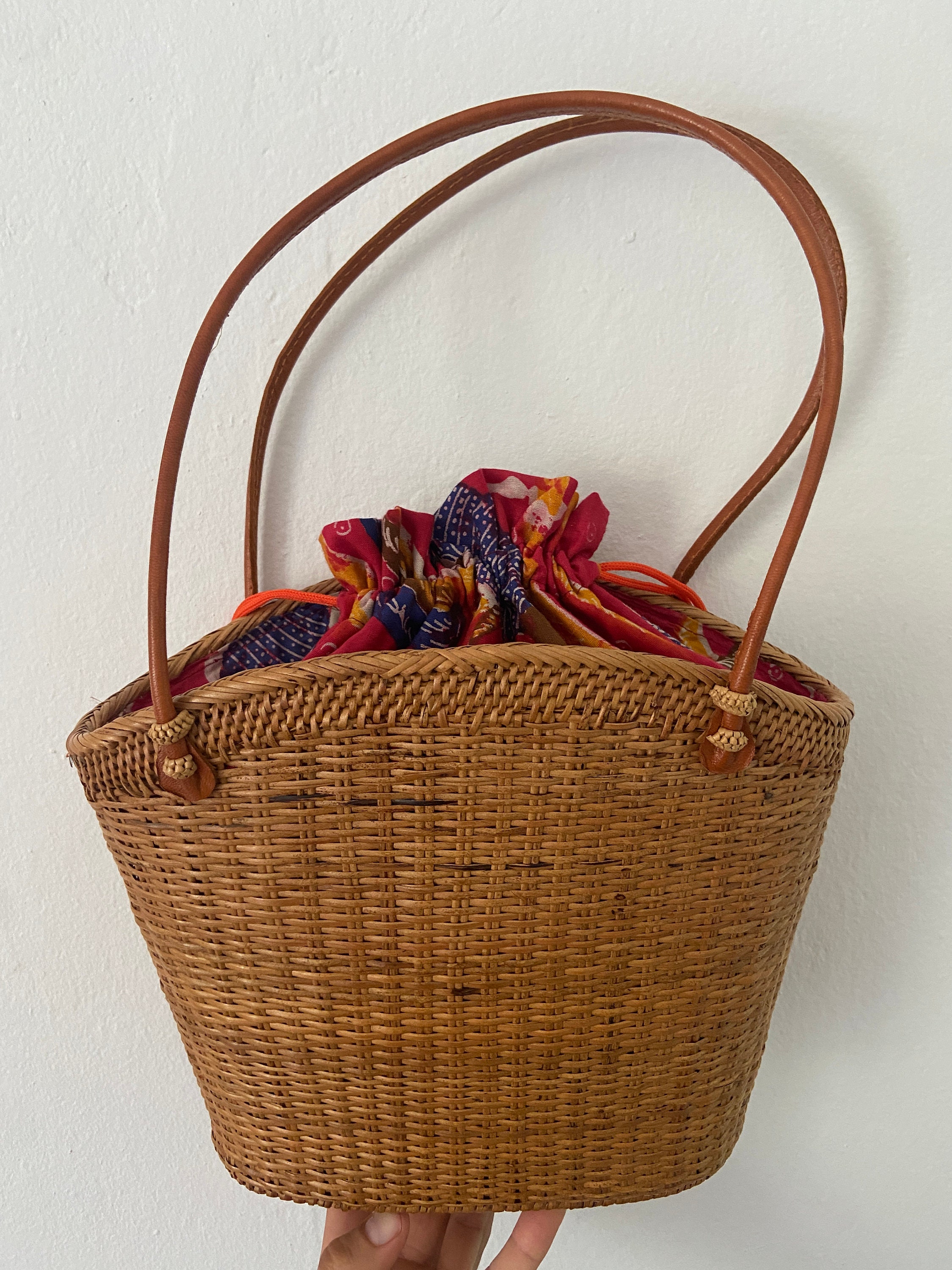 Canasta Tote Handmade, Handwoven, Authentic Rattan and Leather Bali Bag ...