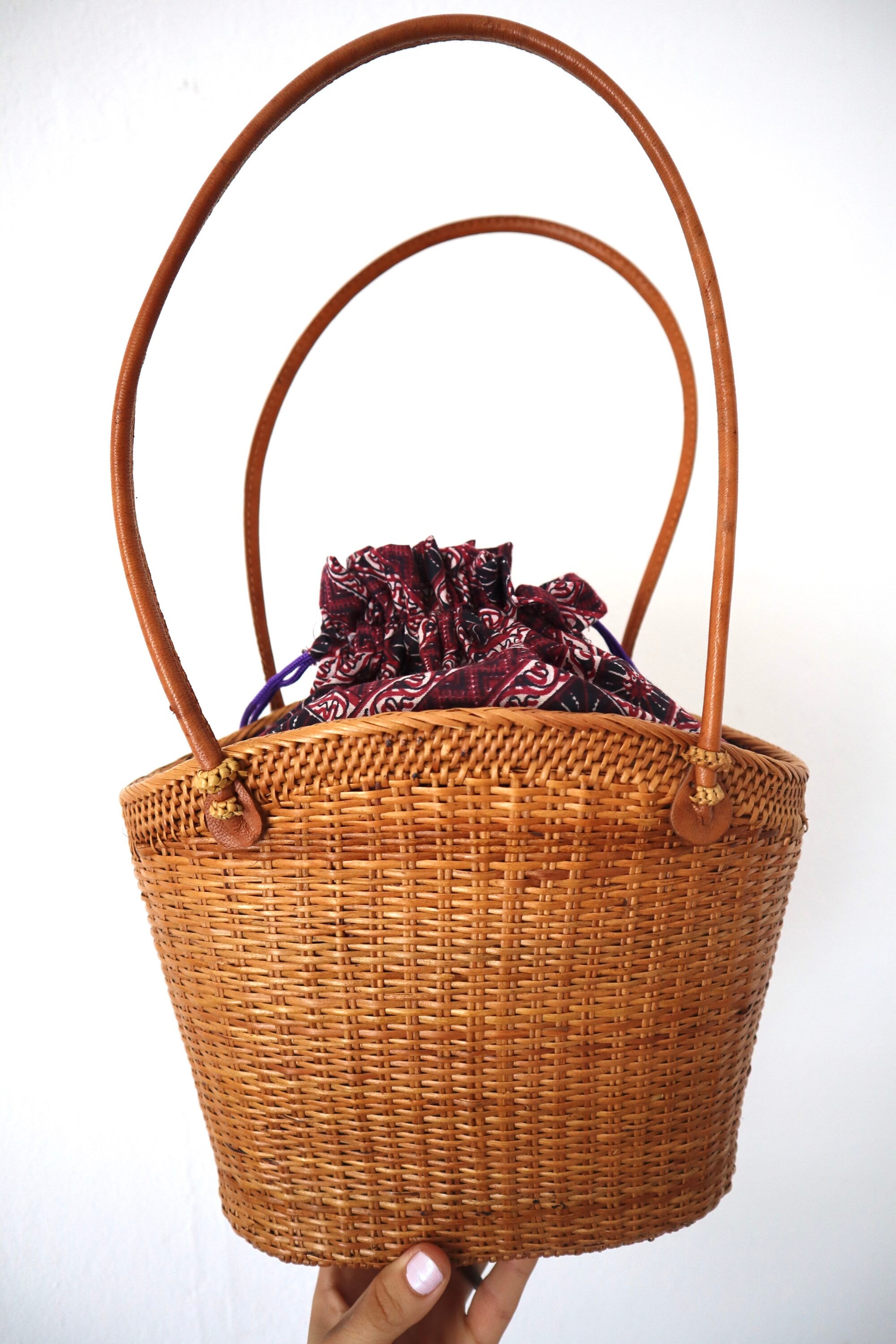 Canasta Tote Handmade, Handwoven, Authentic Rattan and Leather Bali Bag ...