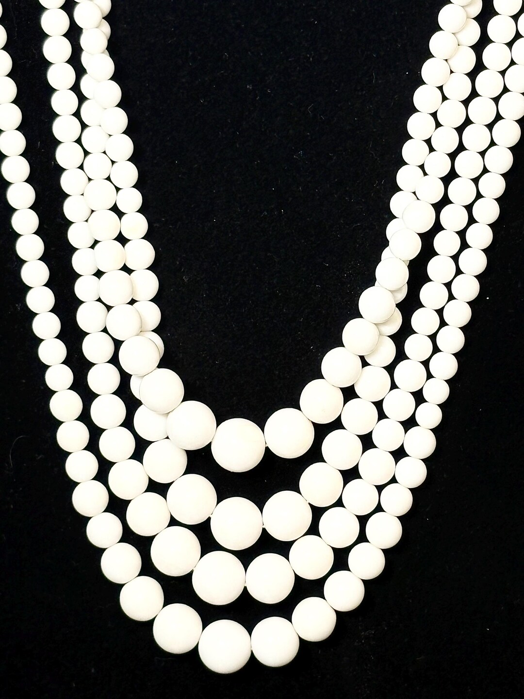 Vintage White Multi Strand Beaded Necklace - Etsy