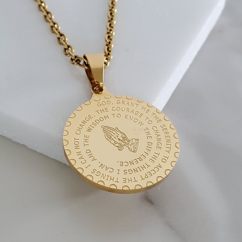 Serenity Prayer Gold Necklace Lord's Prayer Coin - Etsy