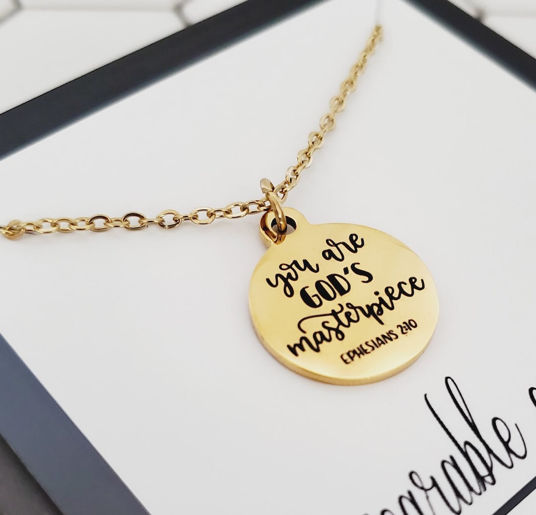 God's Masterpiece Charm Necklace, Bible Verse Religious Jewelry, Dainty ...