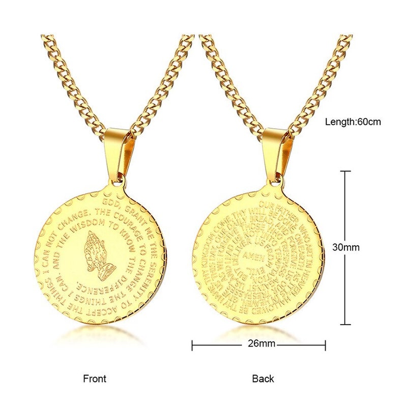 Serenity Prayer Gold Necklace Lord's Prayer Coin - Etsy