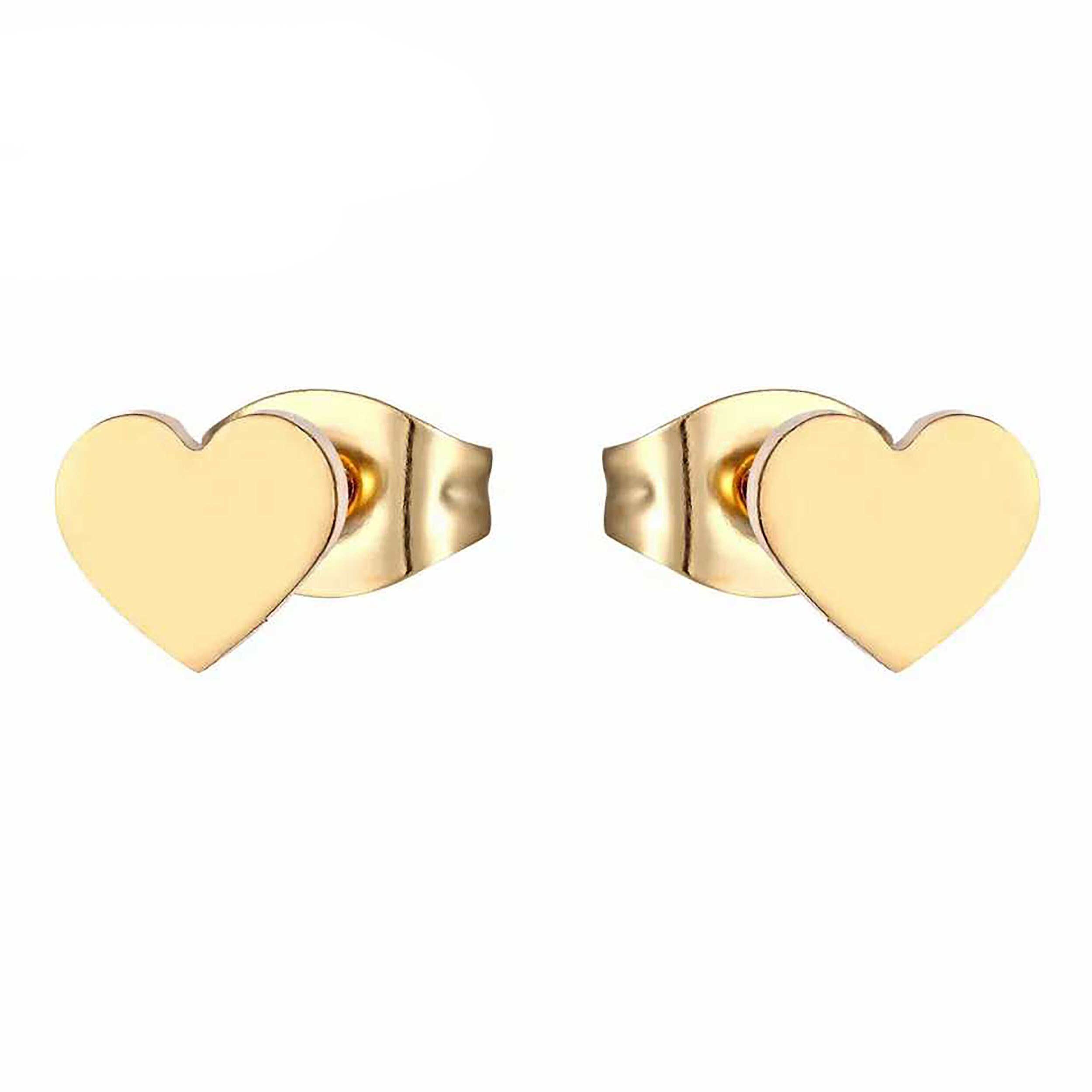 Tiny Gold Heart Earrings, Heart Symbol Earrings, Gold Heart Studs ...
