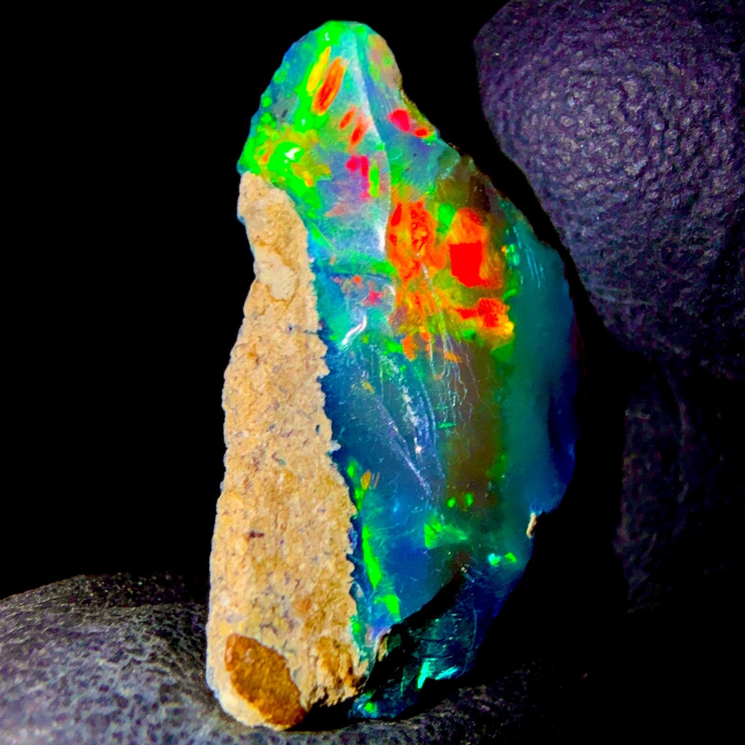 Ethiopian Natural Fire Opal Gemstone, Black Loose Opal Rough 5.05 Ct ...