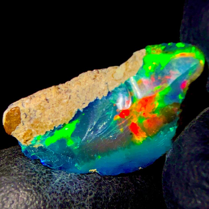 Ethiopian Natural Fire Opal Gemstone, Black Loose Opal Rough 5.05 Ct ...