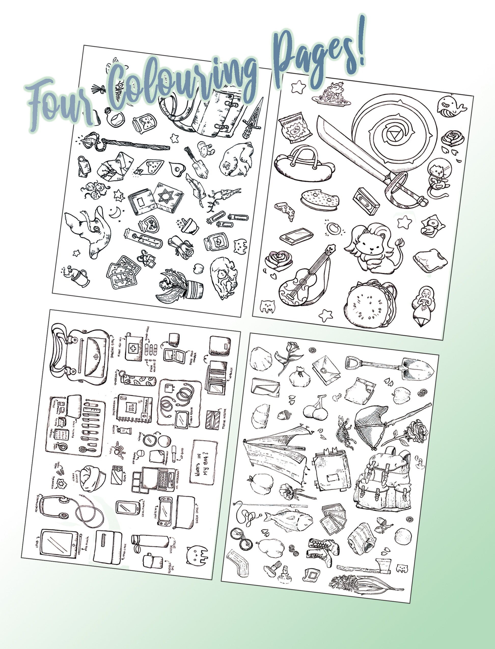 Emerald Bento Box Digital Colouring pages | Etsy