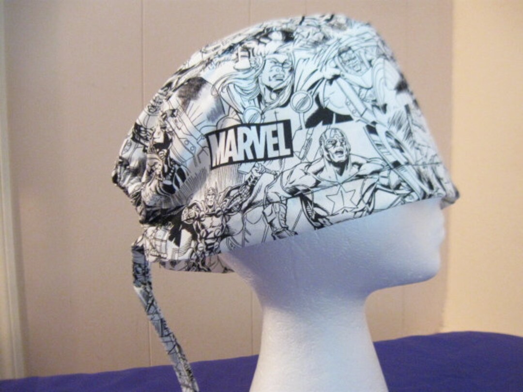 Marvel Sketch Scrub Cap With Ties - Etsy