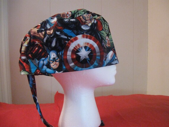 Marvel Bold Scrub Cap With Ties - Etsy
