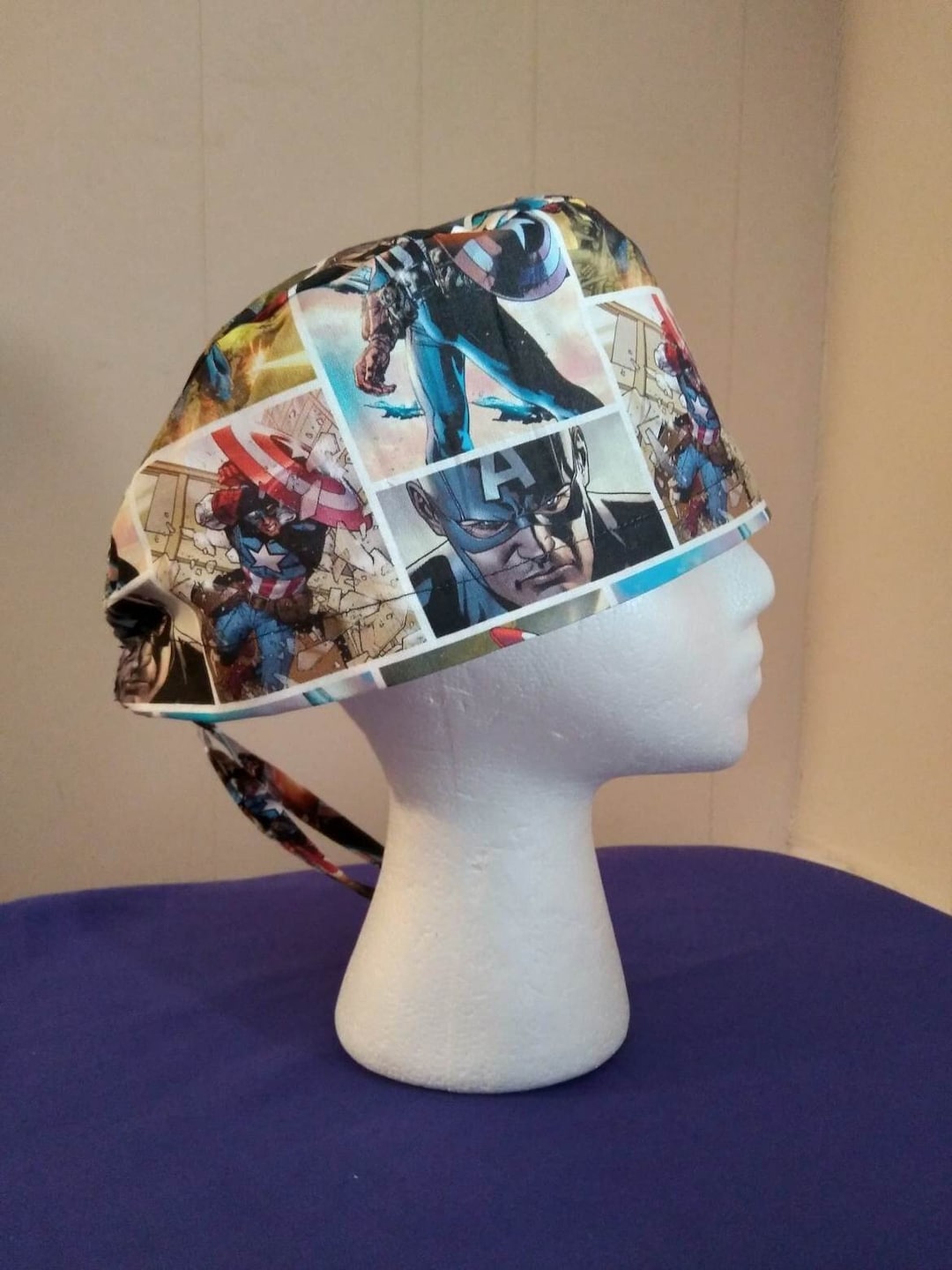 Captain America Block Scrub Cap With Ties - Etsy