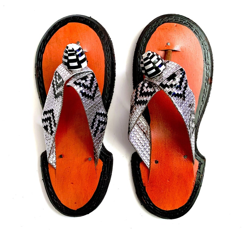 Women's Silver & Black Ahenema (traditional Ghanaian Slippers) - Etsy