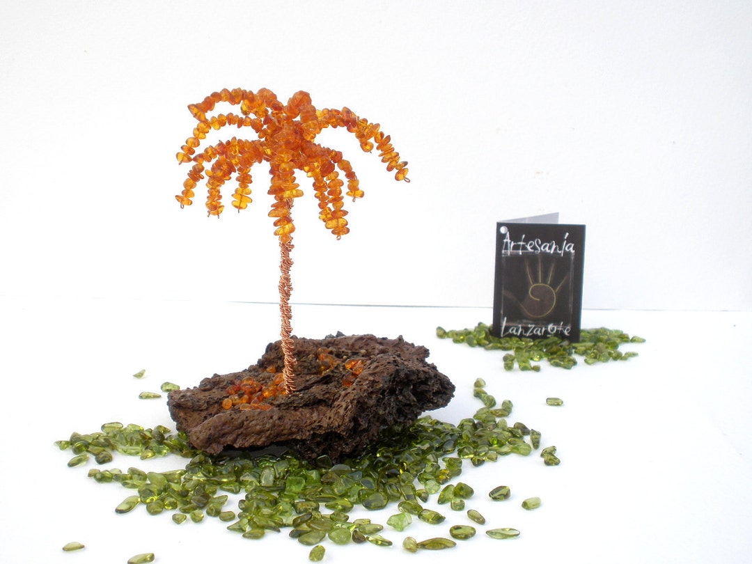 Natural Fossilized Tree Resin Wire Sculpture Gemstone Canary Islands ...