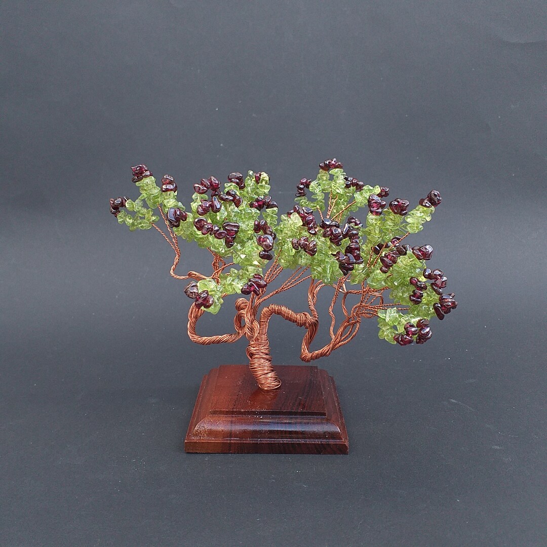 Peridot Gemstone Tree Windswept Peridot and Garnet Bonsai Canary Island ...