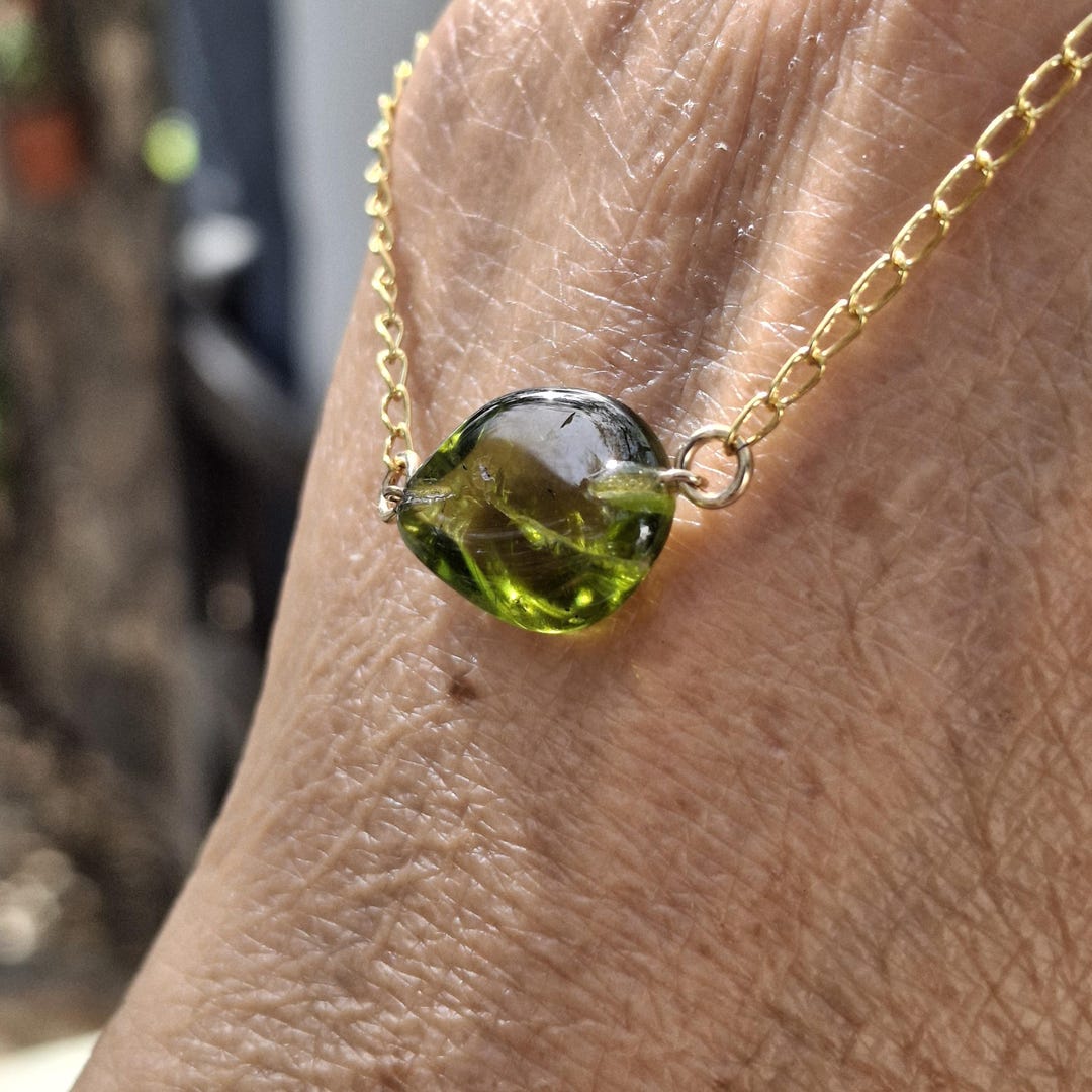 Arizona San Carol Peridot Olive Green Raw Polished Pendant Necklace ...