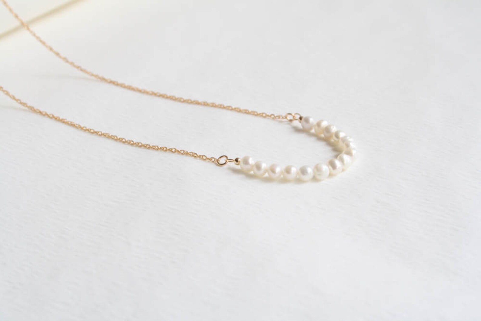 Dainty Pearl Necklace, Pearl Necklace, Pearl Bar Necklace, Minimal ...