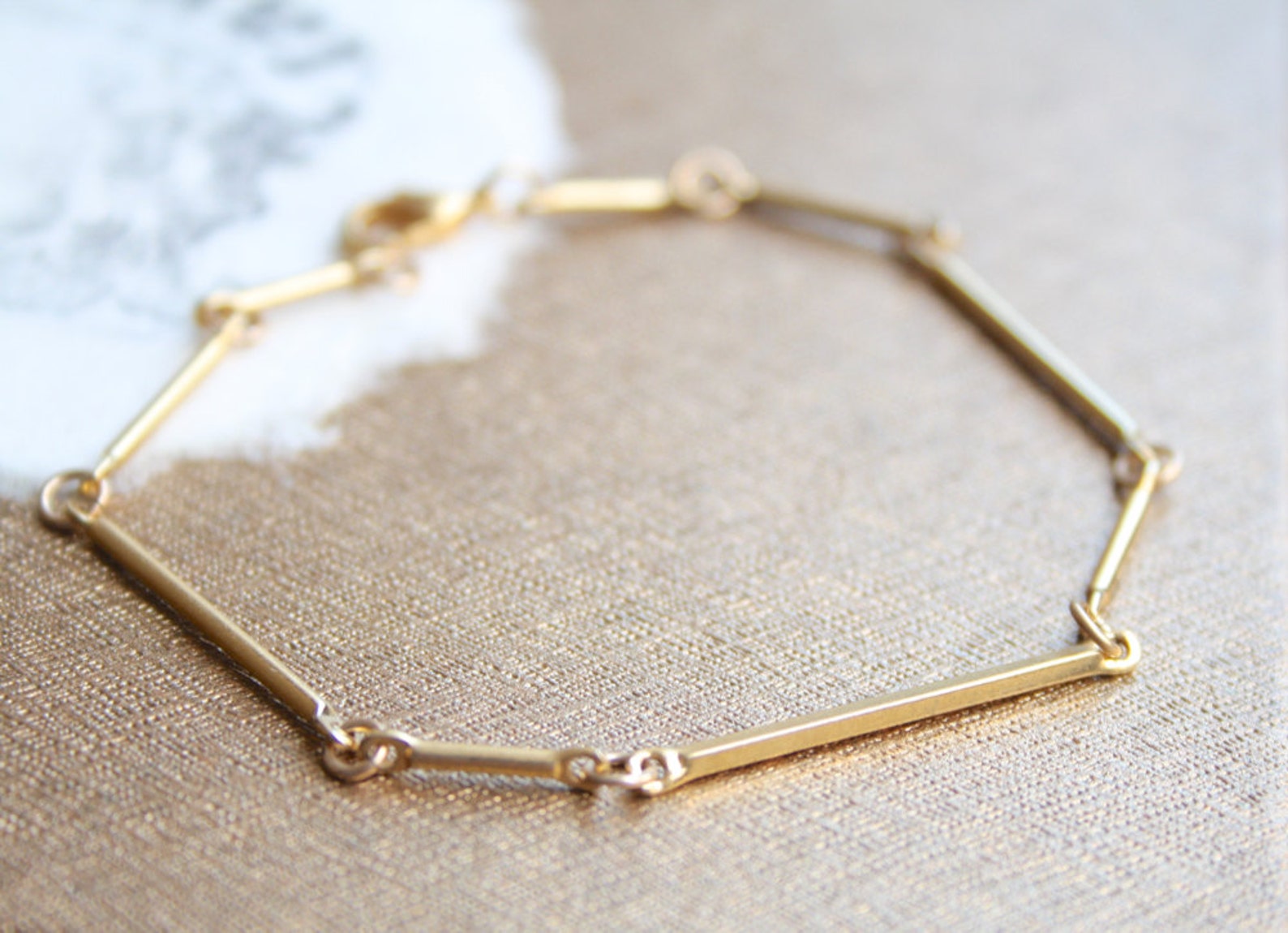 Gold Bar Bracelet Dainty Gold Bar Bracelet Bar Links - Etsy
