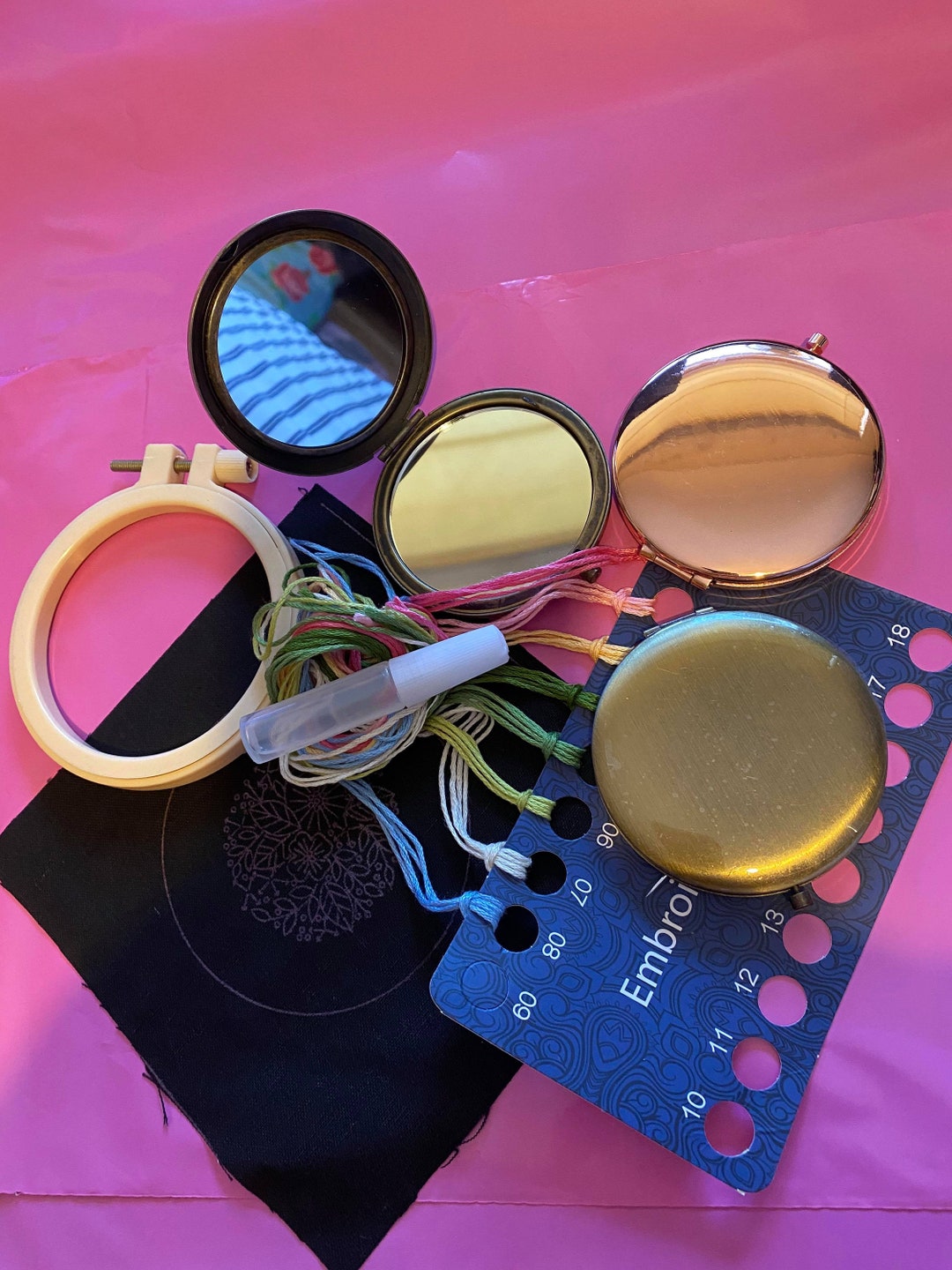 Compact Mirror Embroidery / Cross Stitch Kit - Etsy