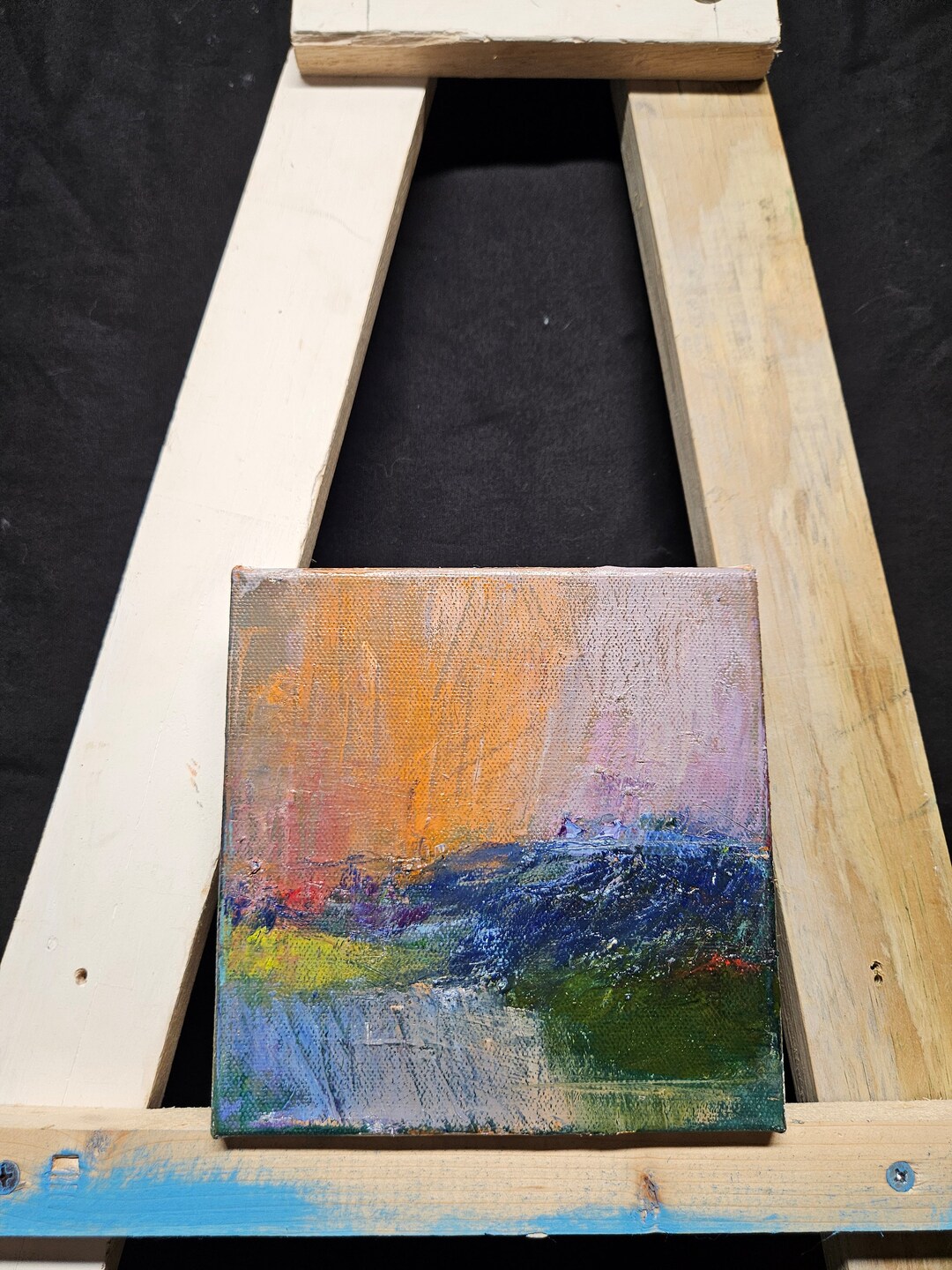 Small Abstract Oil Painting: Countryside Skyscape Canvas Art (6x6) - Etsy