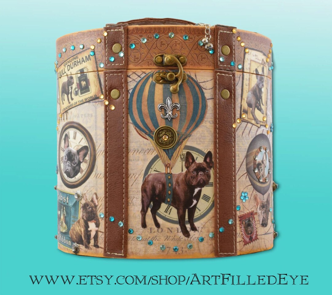 Decoupaged French Bulldog Keepsake Box: Embellished Memory Box - Etsy