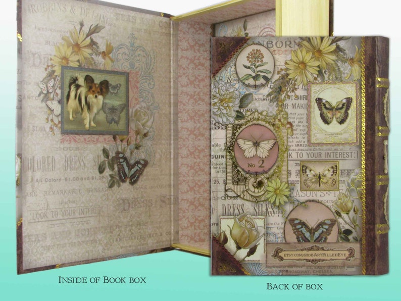Decorative All Colors-papillon Dogs Book Memorial Box-vintage Ephemera ...