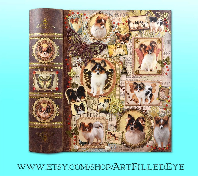 Decorative All Colors-papillon Dogs Book Memorial Box-vintage Ephemera ...