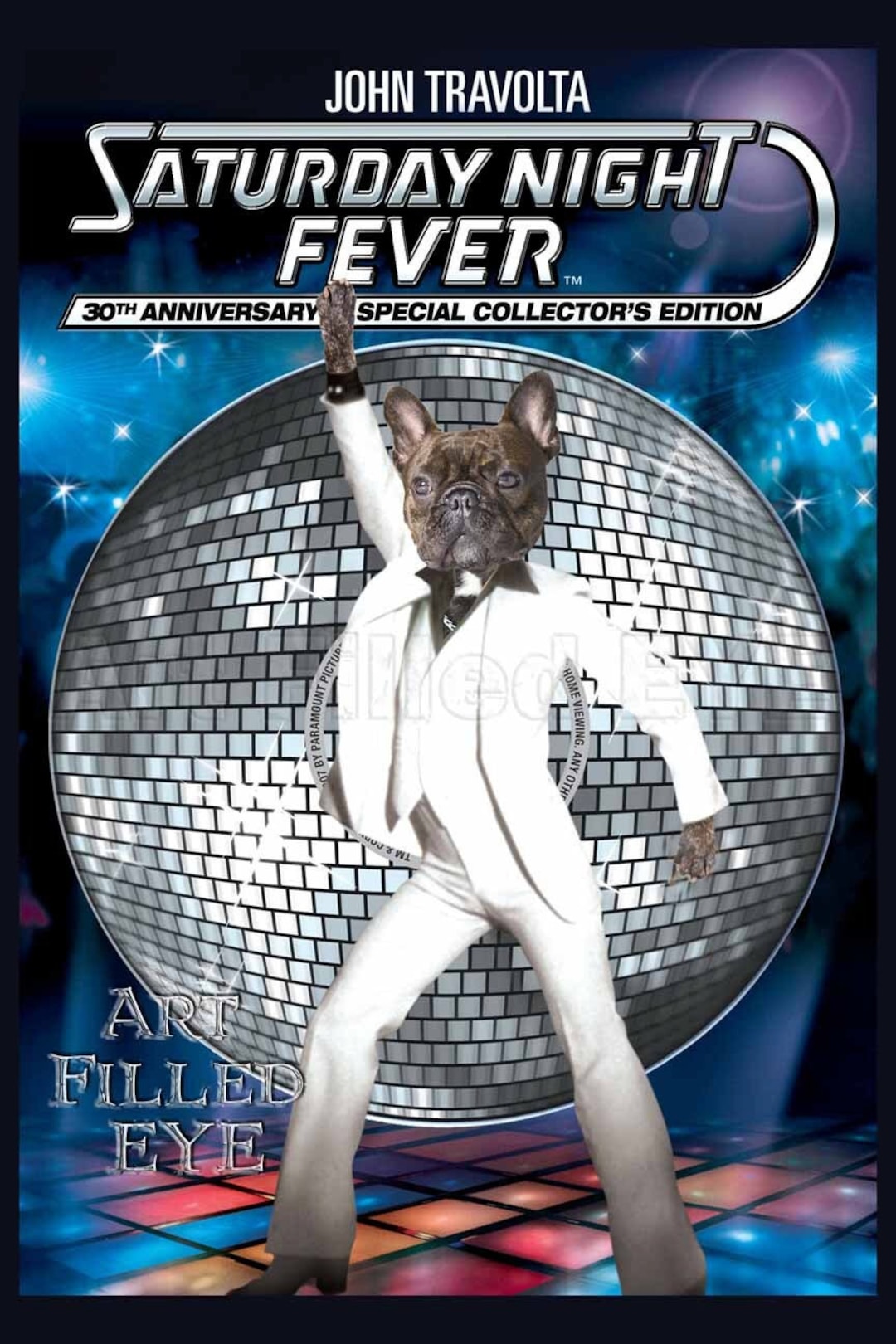 French Bulldog Saturday Night Fever Movie Poster-french Bulldog Art ...