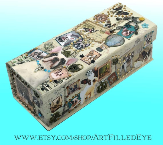 Embellished Parisian Box Decoupaged Black and White Pied | Etsy