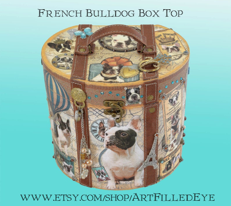 Large Embellished Parisian Box Decoupaged W Pied French Bulldogs-hand ...