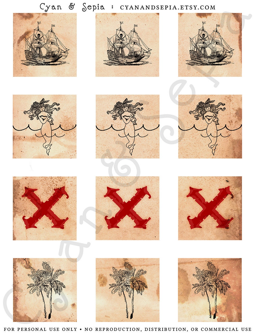 Printable 2x2 Party Squares Favor Tags - Pirate Treasure Map - Kids ...