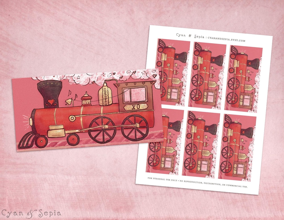 Printable Valentine Cards - Valentine Train - Print Your Own, Digital ...