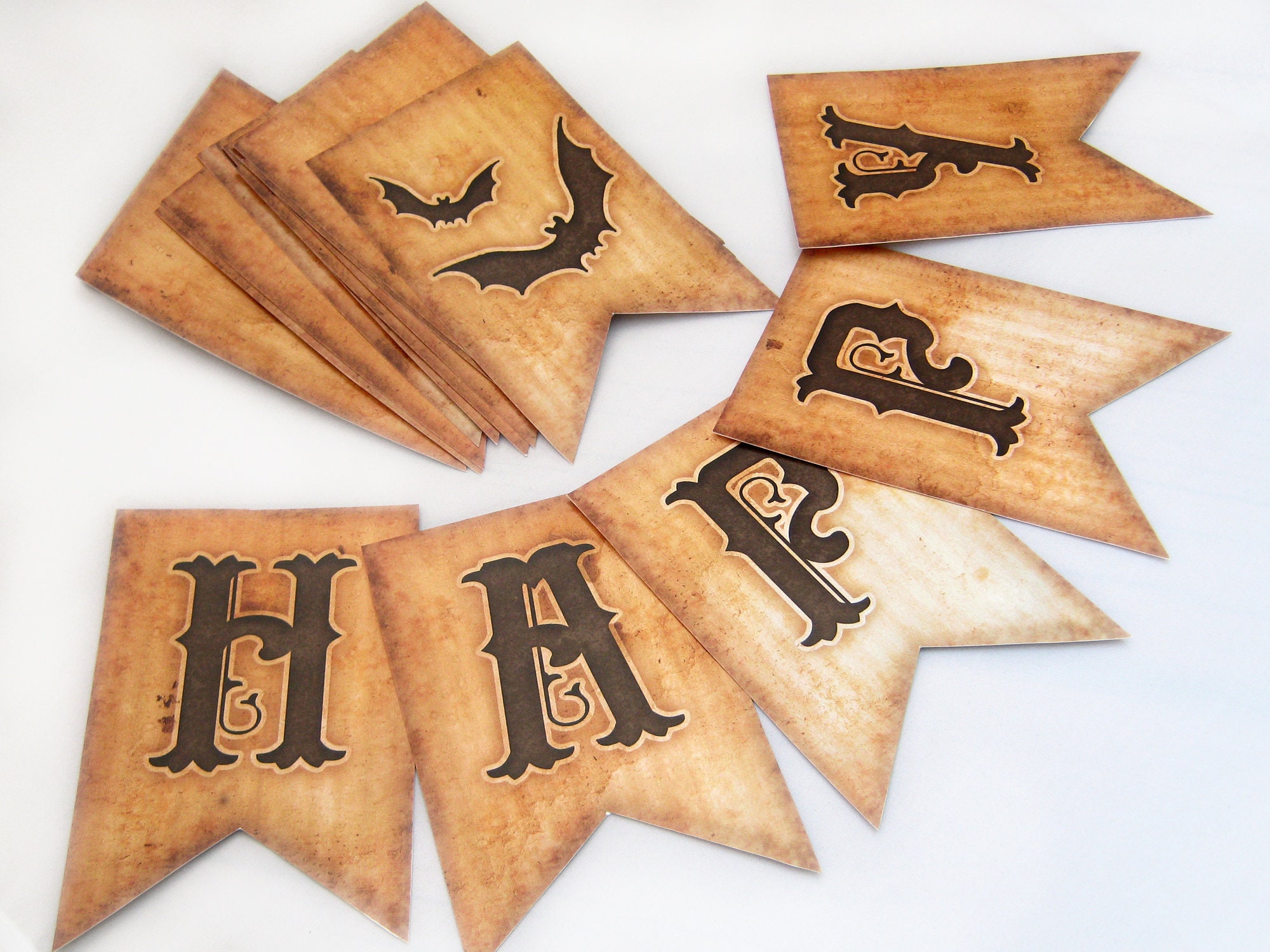 Printable Flag Banner Garland - Old Paper Halloween - DIY PDF Download ...