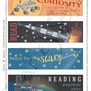 Printable Bookmarks - Space Exploration - 4 Designs Print-your-own PDF ...