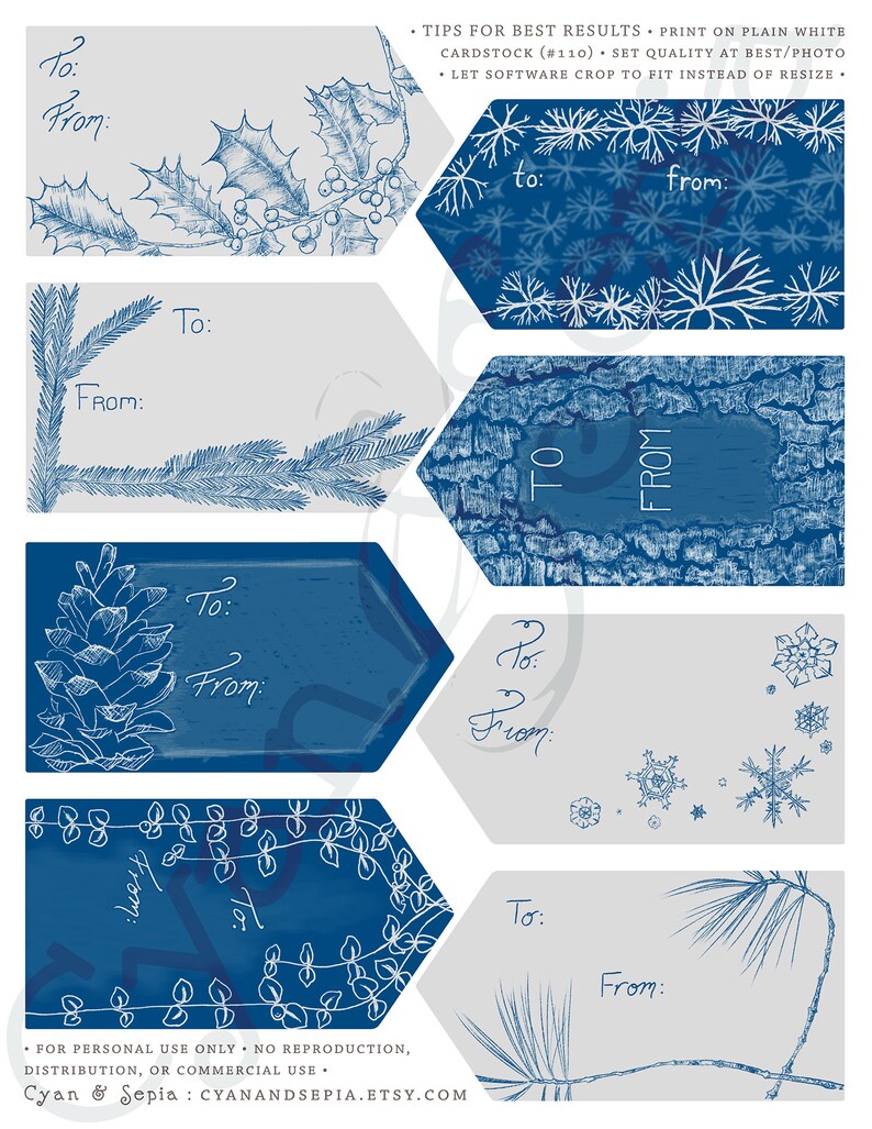 Printable PDF Gift Tags or Labels Winter Woodland - Etsy