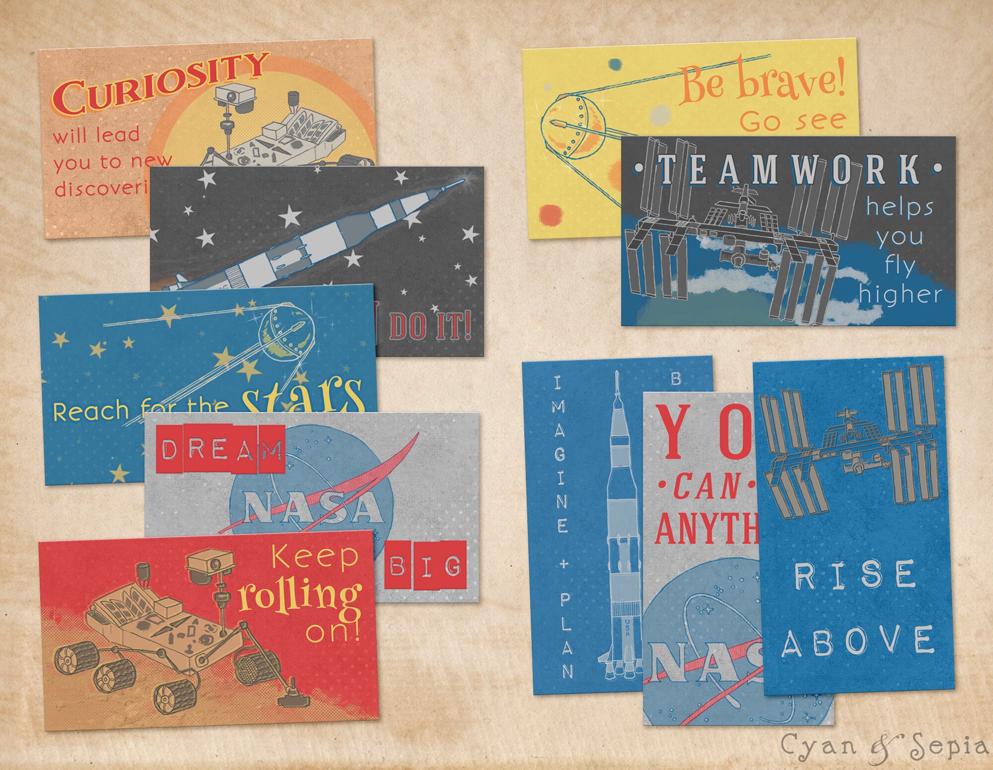 Lunchbox Notes Space Exploration Printable JPG PDF 10 - Etsy