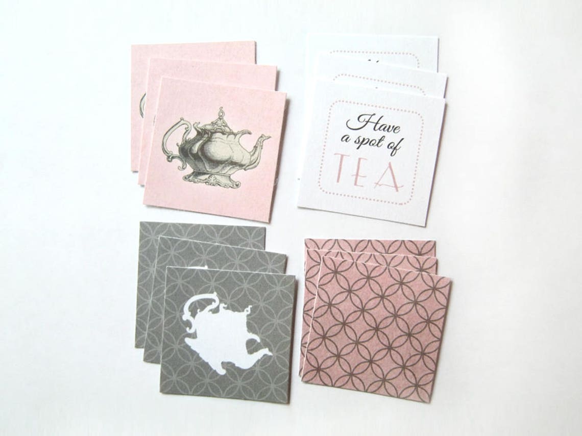 Printable 2x2 Party Squares Favor Tags Antique Teapot Tea Party ...