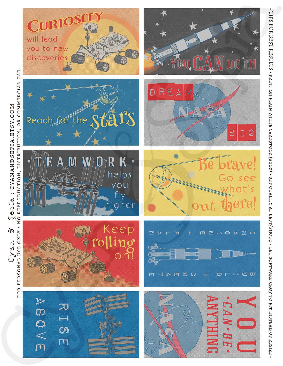 Lunchbox Notes, Space Exploration, Printable JPG + PDF - 10 Designs ...
