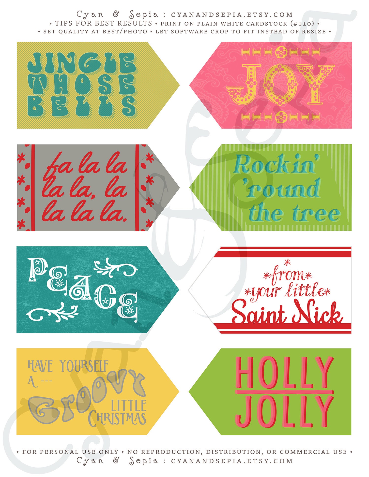 Printable PDF Gift Tags Hippie Holiday Winter Christmas - Etsy