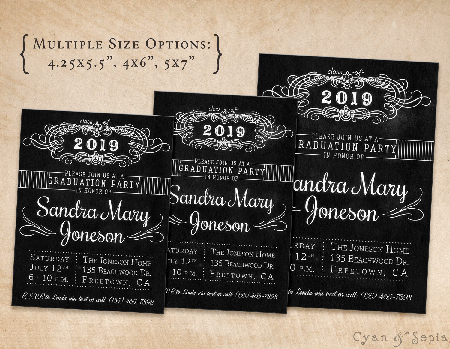 Chalkboard Graduation Party Invitation, Print-your-own or Digital File ...